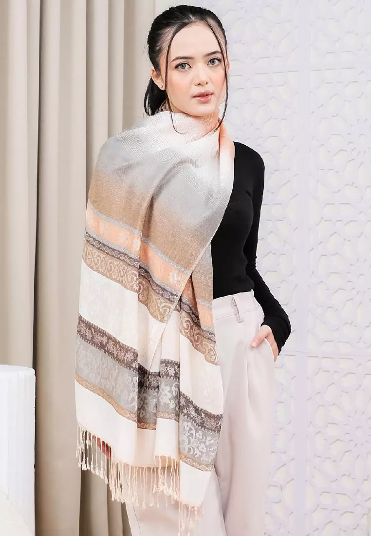 Jual San Marco Aksesoris Wanita Reversible Viscose Multicolour Vintage Pattern Pashmina Shawl ...