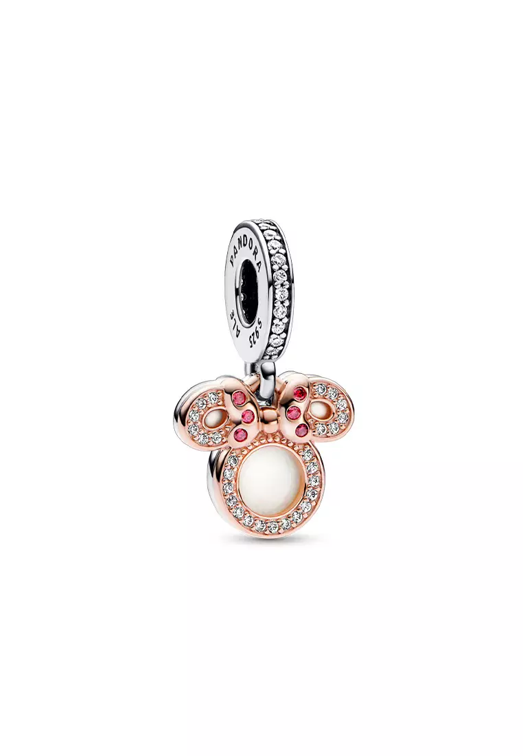 Buy PANDORA Pandora x Disney 14k Rose Gold Plated Minnie Mouse Silhouette Double Dangle Charm ...