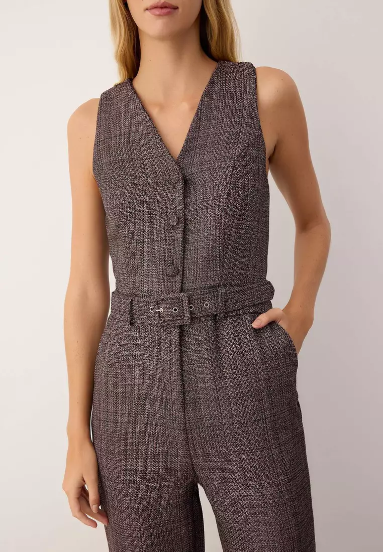 Buy Trendyol Purple Belted Button Detailed Tweed Jumpsuit 2026 Online ...