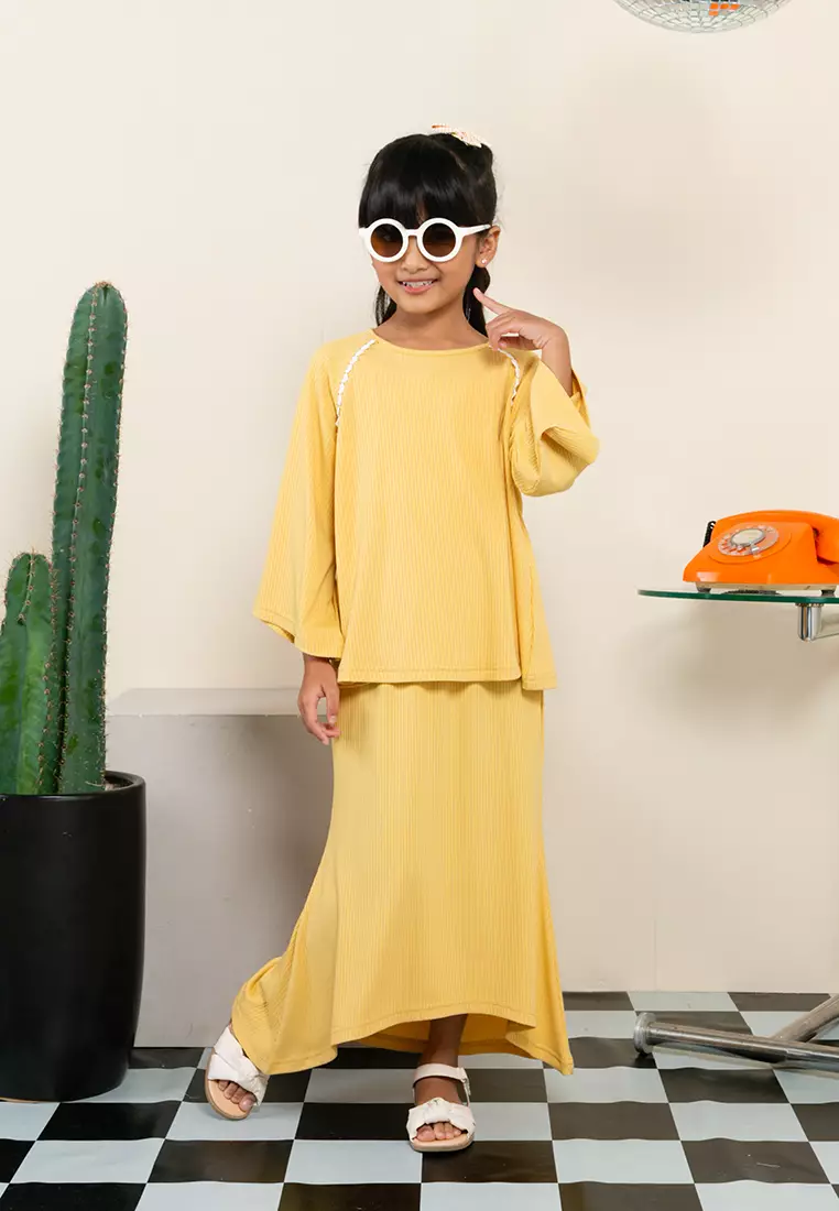 Lubna Kids Cotton Knit Kuntum Kids Kurung Set 2024 | Buy Lubna Kids ...