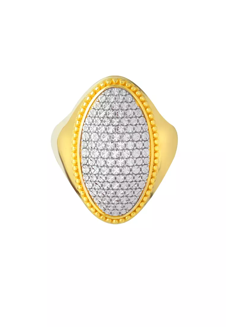 Buy TOMEI TOMEI Diamond Cut Collection Ellipse Ring, Yellow Gold 916 ...