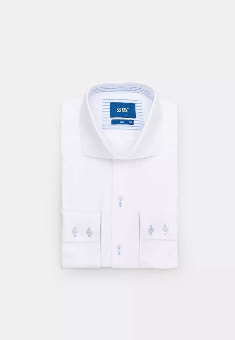 Buy SST C White Textured Slim Shirt Online ZALORA Malaysia
