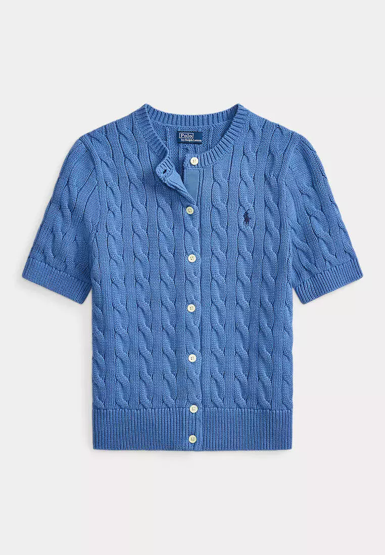 Buy Polo Ralph Lauren Cable-Knit Cotton Short-Sleeve Cardigan 2026 ...