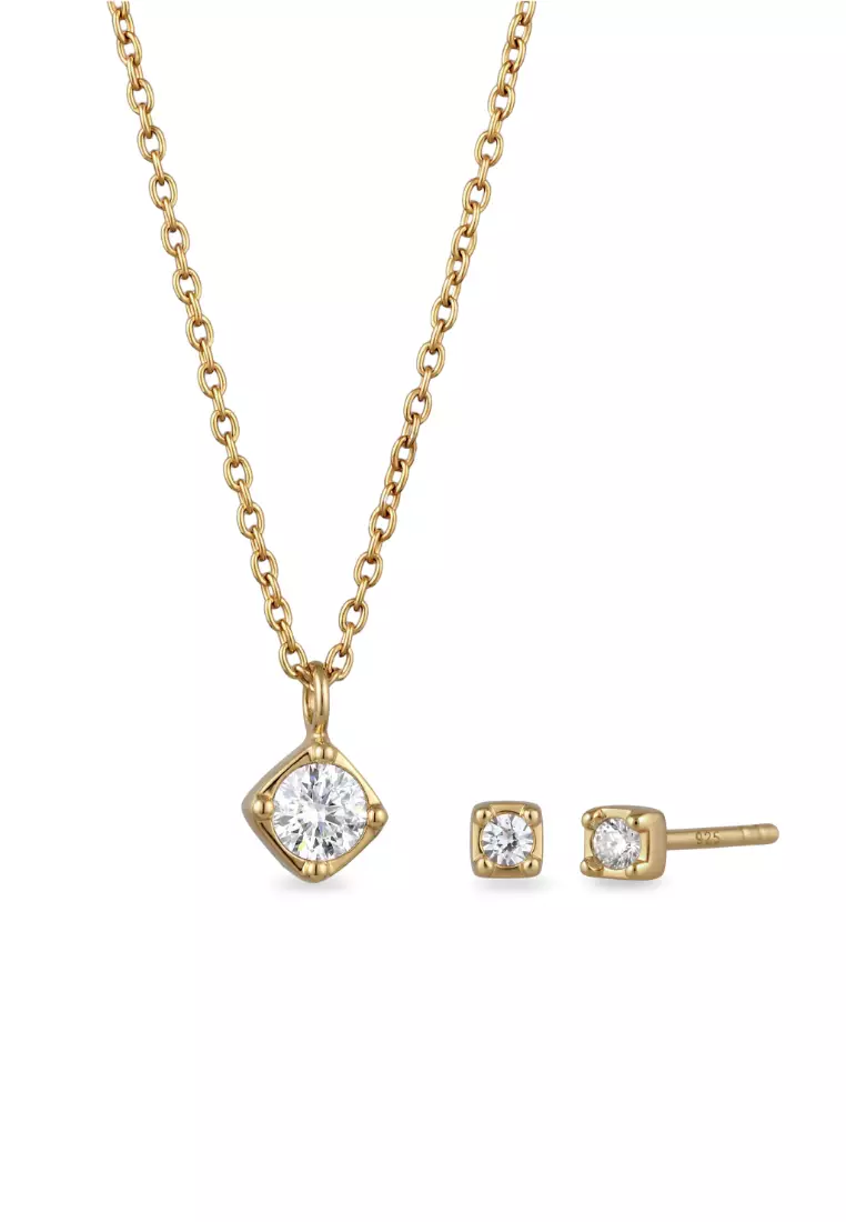 Buy ELLI GERMANY Sparkling Swarovski® Crystals Jewelry Set – Gold ...