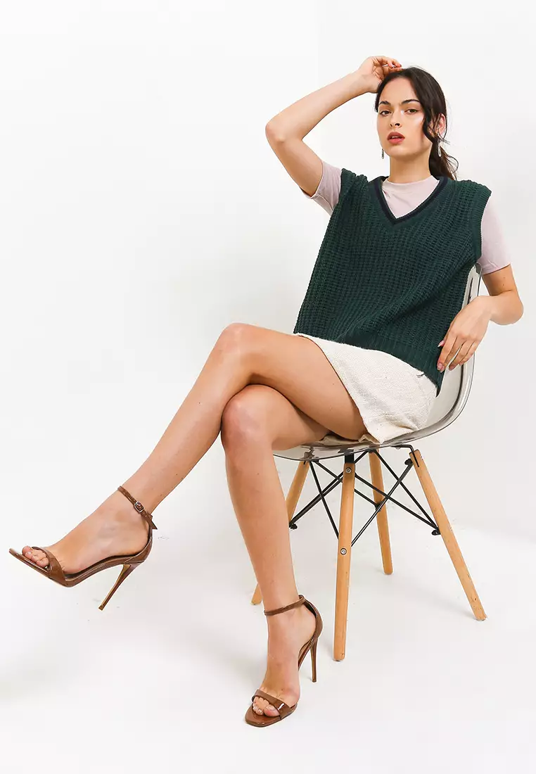Jual Peponi Crop Vneck Side Slit Vest Original 2025 | ZALORA Indonesia