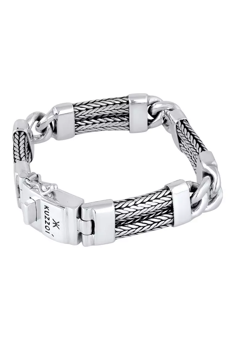 Buy Kuzzoi Bracelet Curb Cuban Wheat Chain 925 Sterling Silver 2026 ...