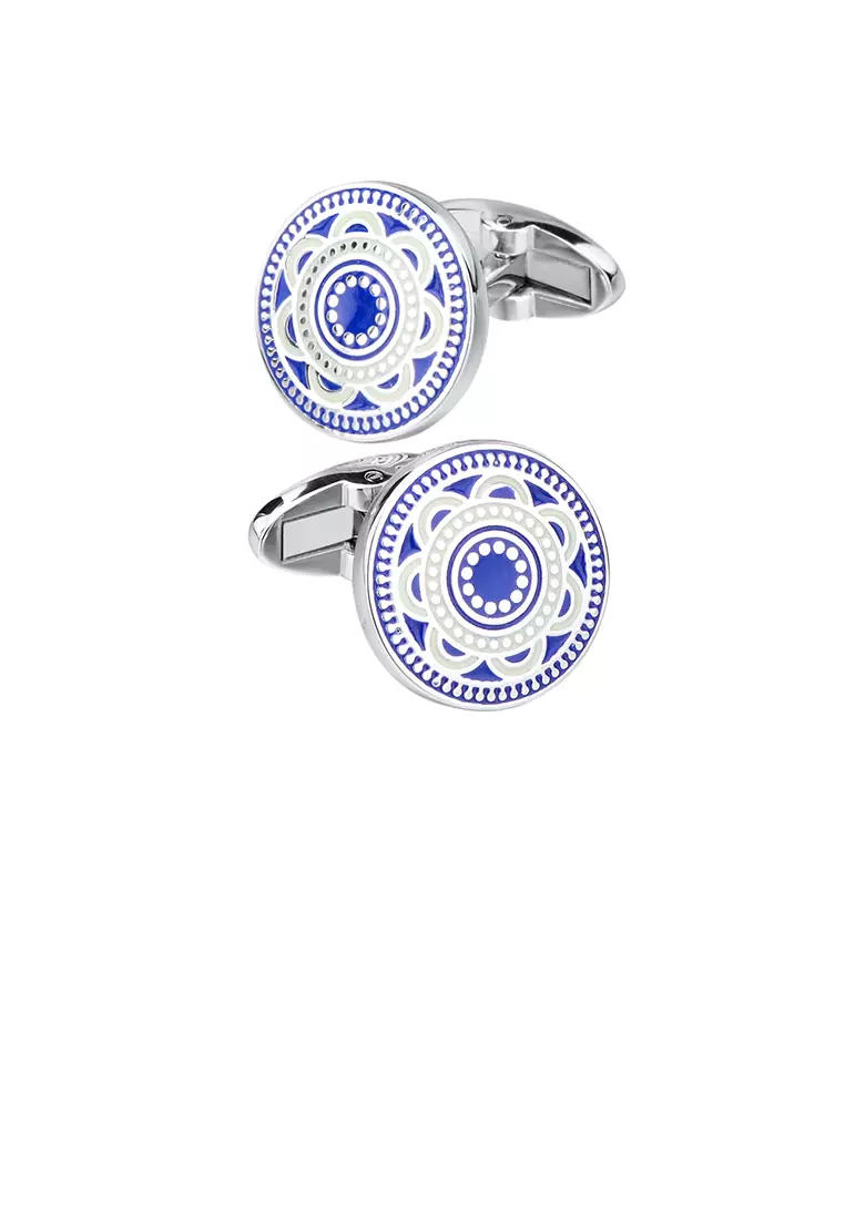 Buy Mooclife Fashion Elegant Blue Enamel Pattern Cufflinks 2025 Online ...