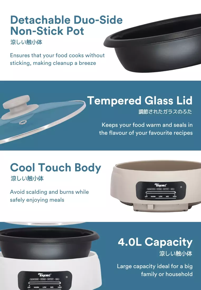 Buy Toyomi 4.0L 4-in-1 Multi Cooker Steamboat Hot Pot MC 4646 - Beige ...