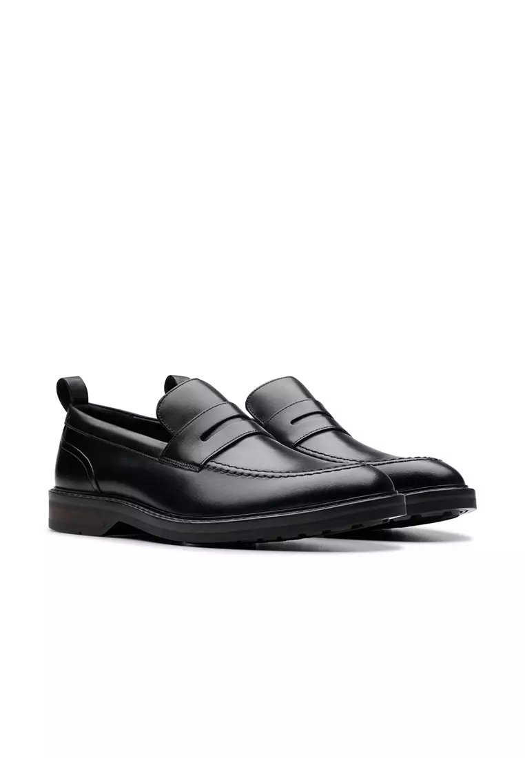 Buy CLARKS Mens Aldwin Step Loafers - Black Leather 2025 Online | ZALORA