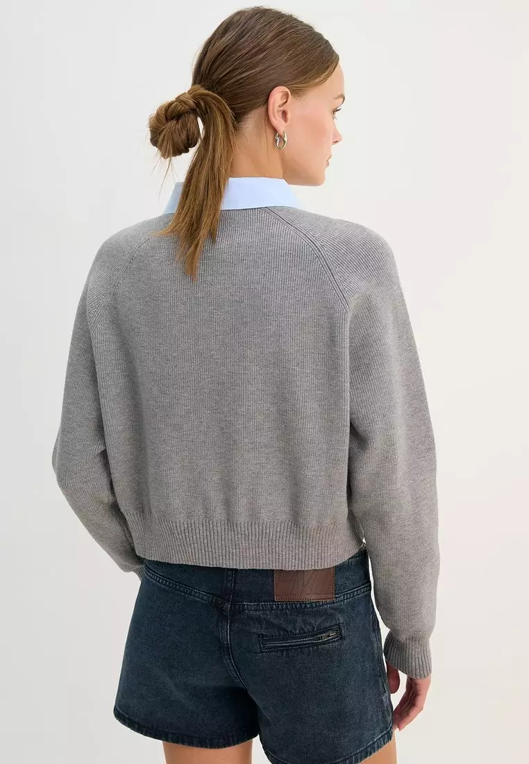 Buy Pomelo Button Front Cardigan - Dark Grey 2026 Online | ZALORA