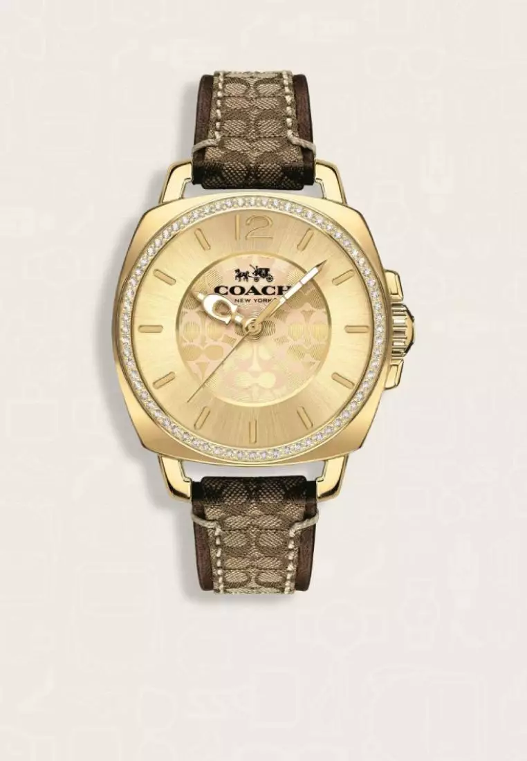 Jual Coach Jam Tangan Wanita Coach Boyfriend Signature Strap Khaki ...