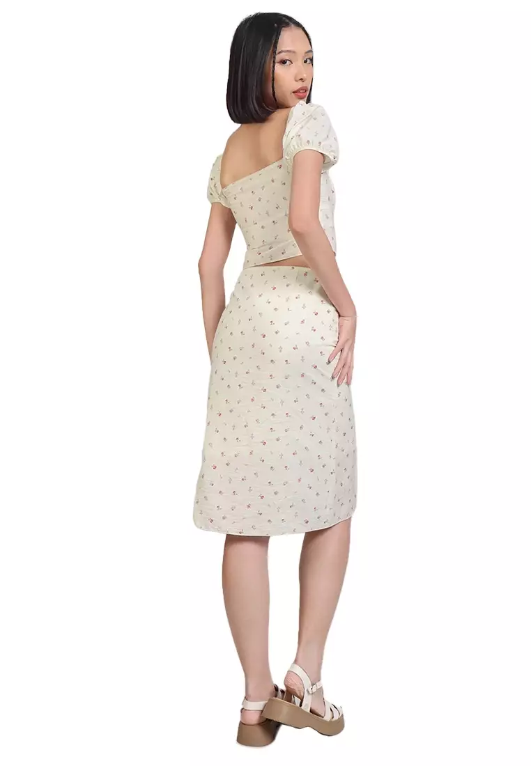 Buy JUST G Floral Puff Sleeve Top And Skirt Set 2026 Online | ZALORA ...