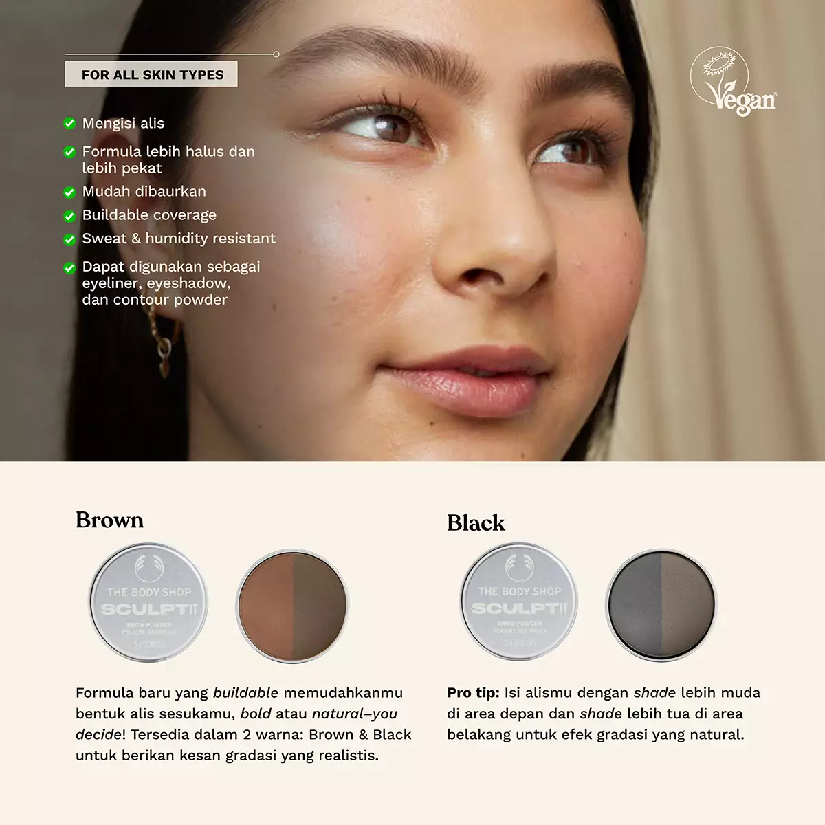 Jual The Body Shop Sculpt It Brow Powder Black 3gr Original 2024 ...