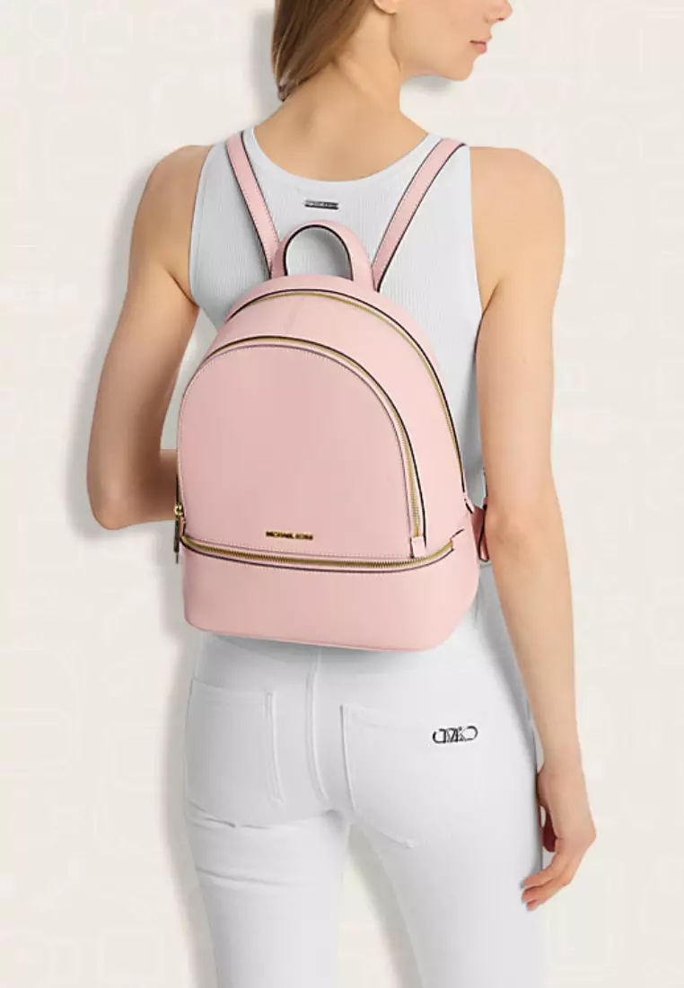 Jual Michael Kors Michael Kors Rhea Medium Pebbled Leather Backpack Powder Blush Original 2025 ...