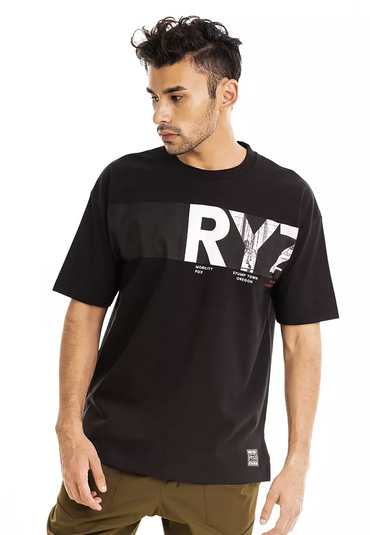 Buy RYZ RYZ Logo Block Letter Black Short Sleeve T-Shirt. Online ...