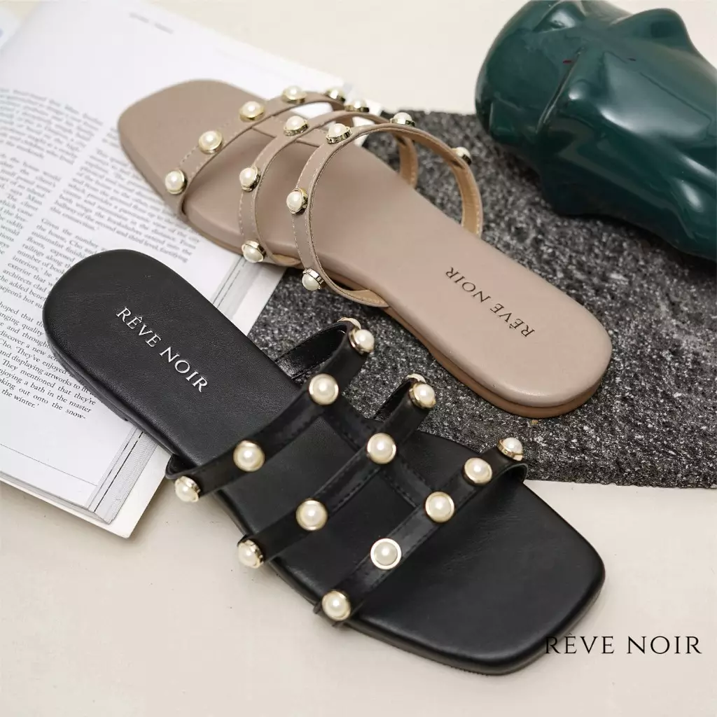 Jual REVE NOIR REVE NOIR Cardene Sandal Teplek Wanita - Ivory Original ...