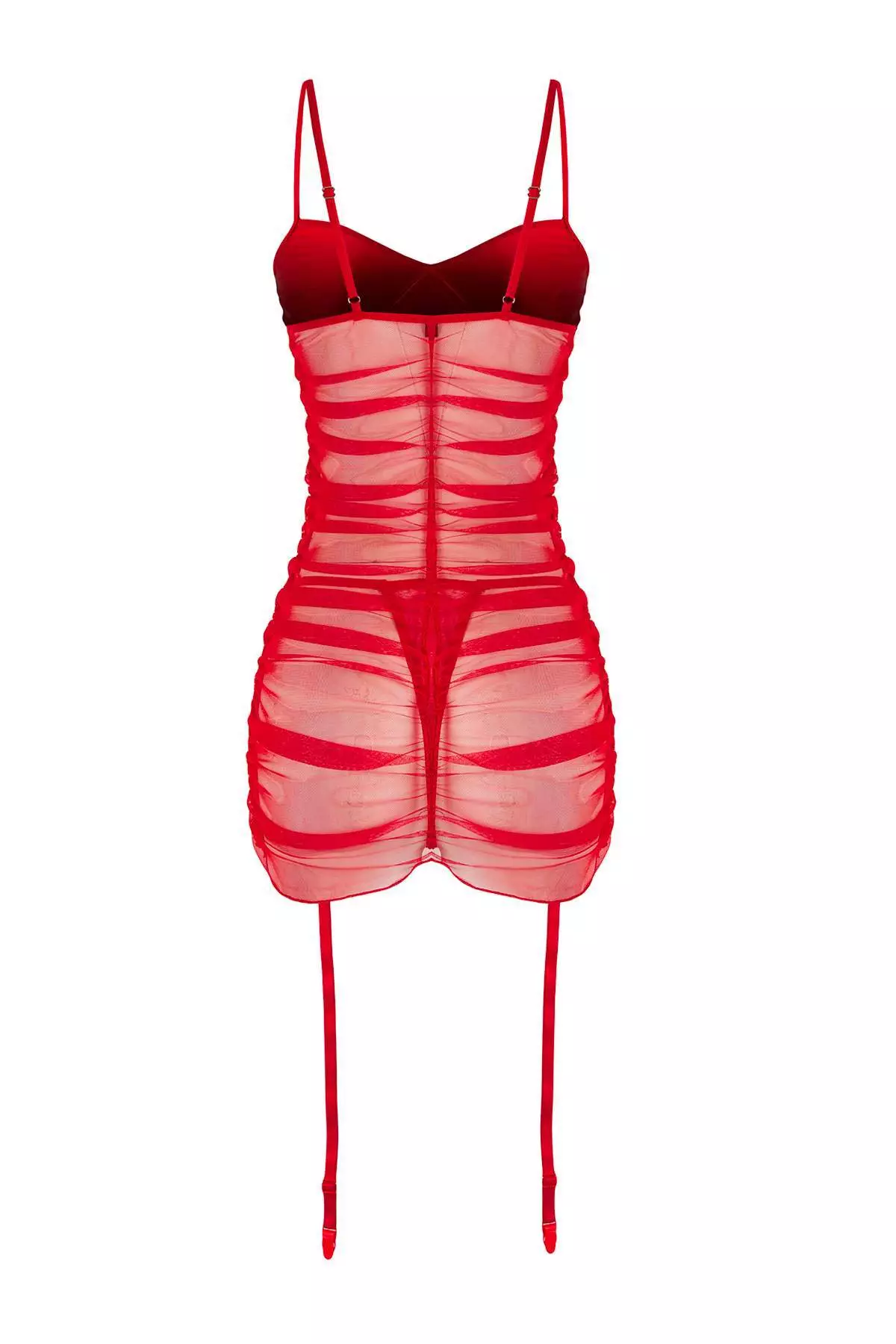 Buy Trendyol Red Tulle Garter Plain Uncovered Babydoll 2025 Online ...