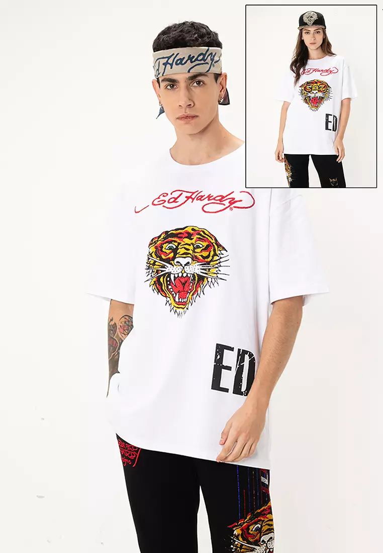 Buy Ed Hardy Signature Tiger Oversized Tee Online | ZALORA Malaysia