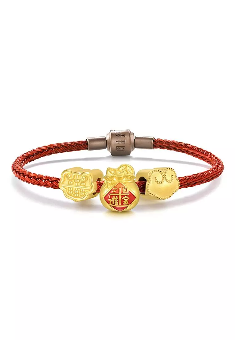 Buy Chow Sang Sang 999 24K Solid Gold Auspicious Blessings Charm Trio ...