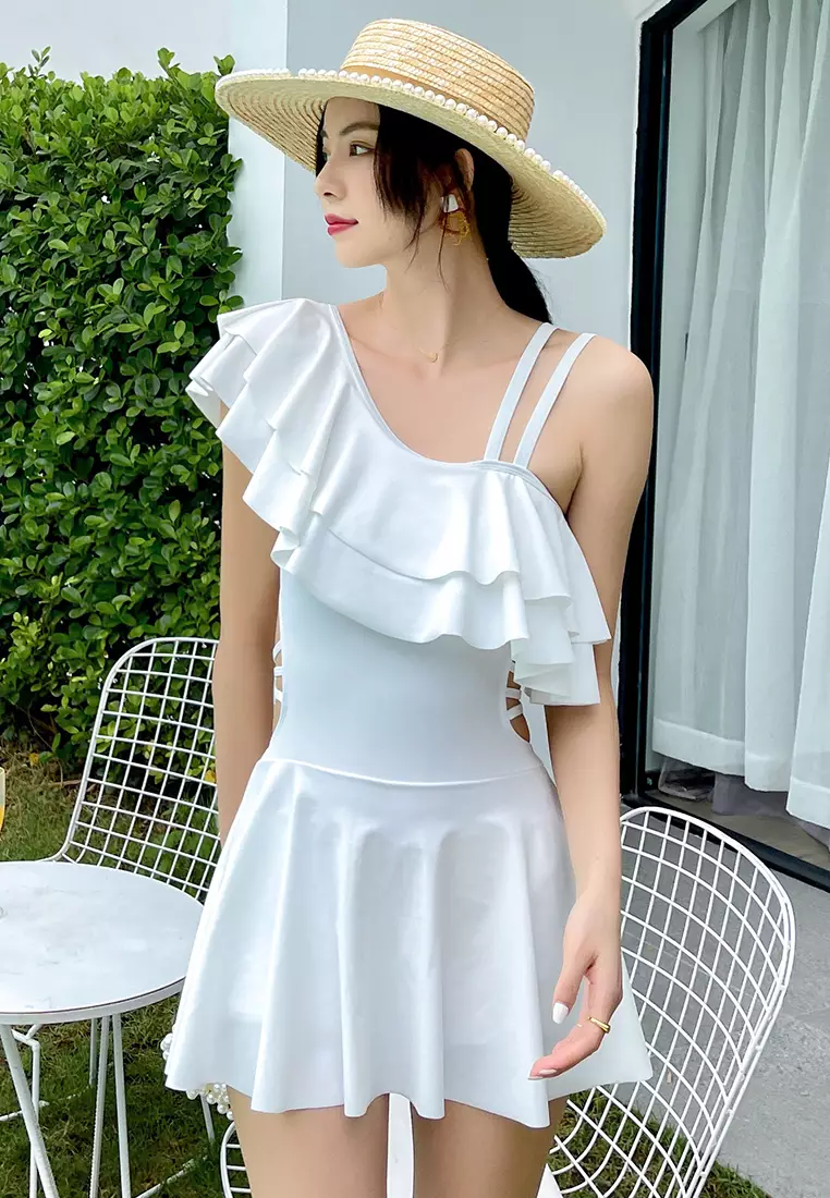 Buy YG Fitness One-Shoulder Ruffled One-Piece Swimsuit 2025 Online | ZALORA