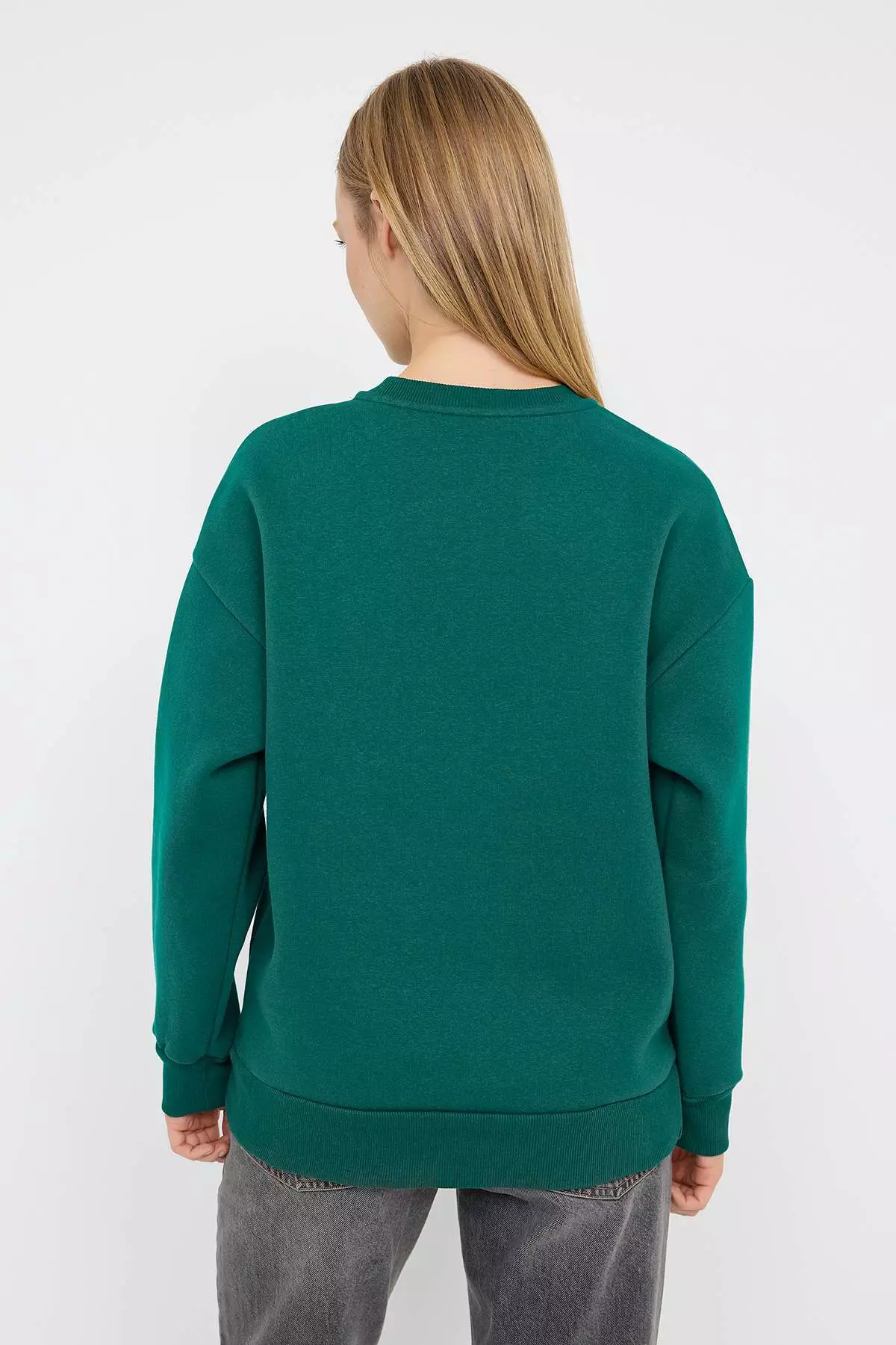 Trendyol Emerald Green Thick Polar Fleece Pepper Printed Oversized ...
