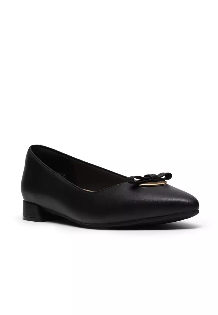 Buy CLARKS Womens Natalyn Trim Ballerina Black Leather - Wide Fit 2026 ...