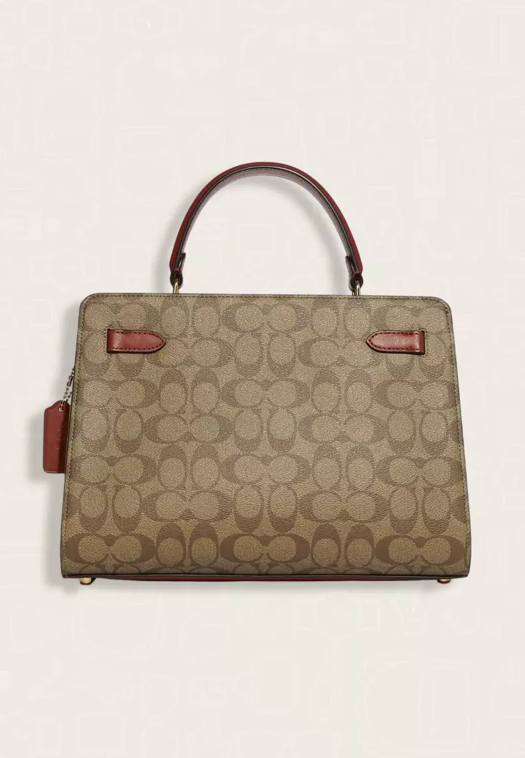 Jual Coach Coach Lane Carryall In Colorblock Signature Canvas Khaki ...