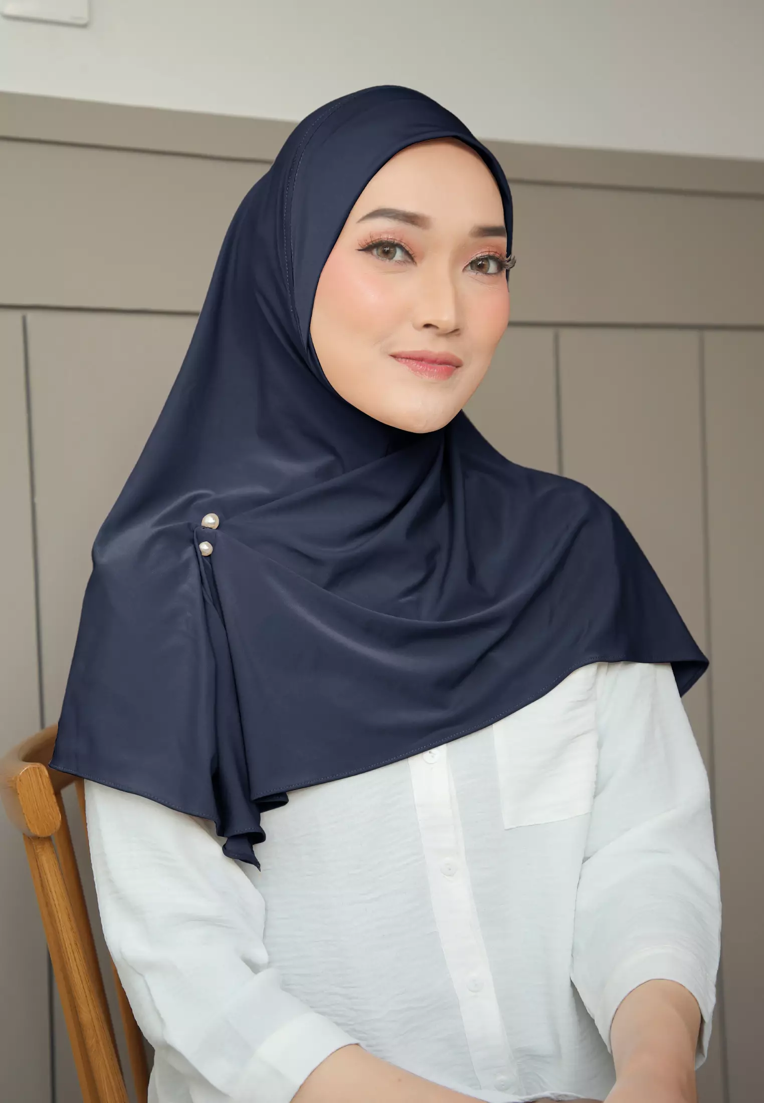 Jual COTTON BEE Cotton Bee - Pashmina Instan Non Pad Oval Jersey - French Navy Original 2025 ...