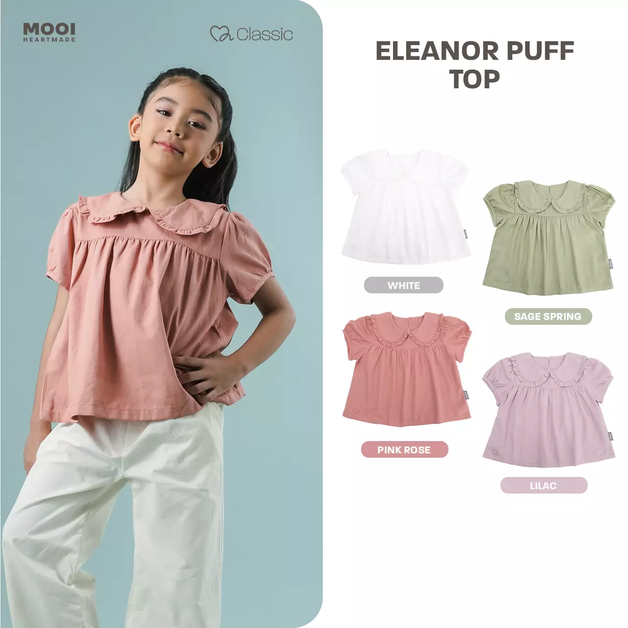 Jual Mooi Heartmade Mooi Atasan Anak Perempuan Classic Eleanor Puff Top ...