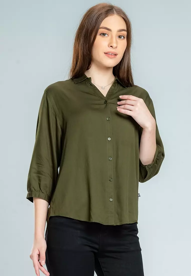 Jual C2 Outfitters C2 Hafily Green Basic Blouse Wanita Original 2024 ...