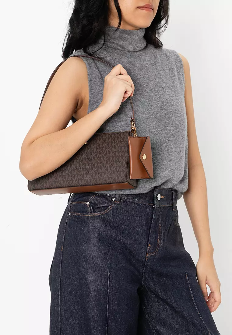 Jual Michael Kors Vincent Monogram Medium Pouchette Bag With Card Case ...