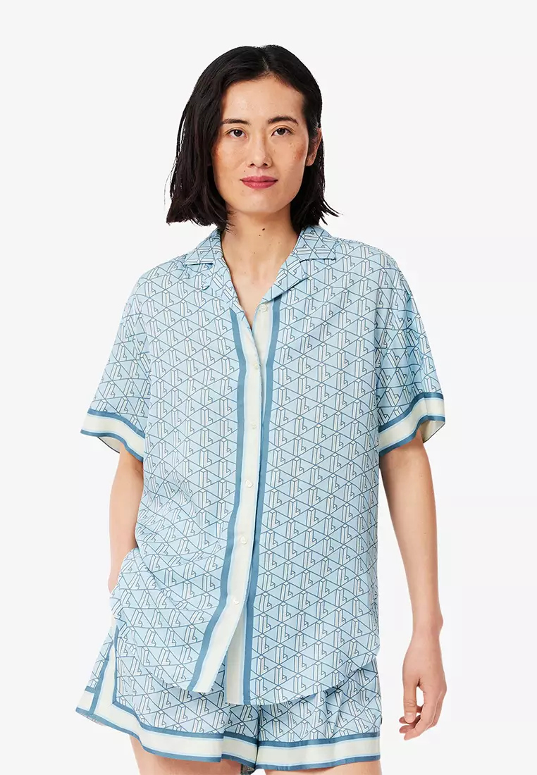 Buy Lacoste Oversized Monogram Print Shirt 2025 Online | ZALORA