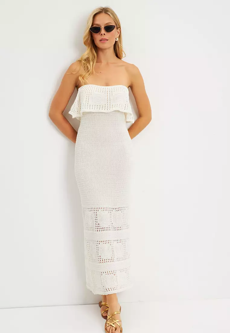 Jual Cool & Sexy Openwork Knitwear Midi Dress Original 2025 | ZALORA ...