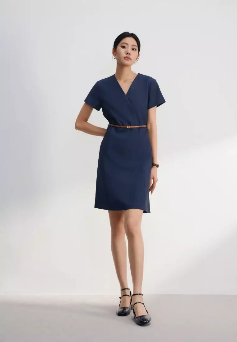 Buy G2000 Striped Wrap Dress With Belt 2025 Online | ZALORA