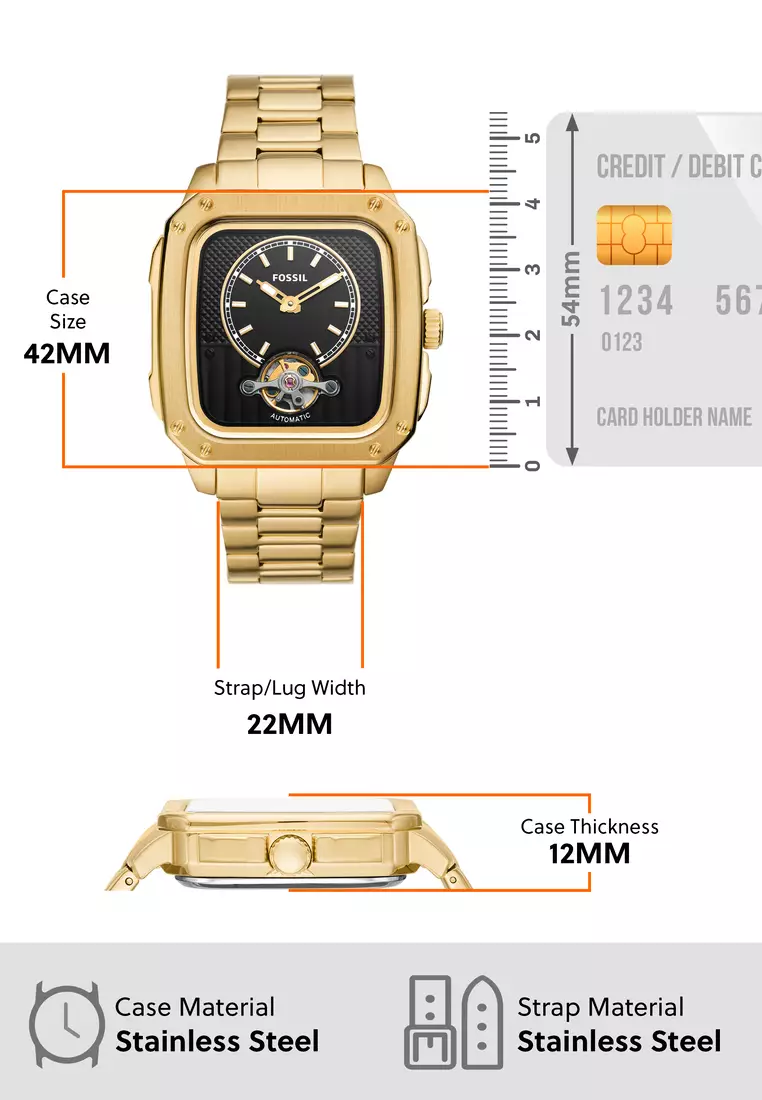 Buy Fossil Fossil Male's Inscription gold Stainless Steel Watch ME3239 ...