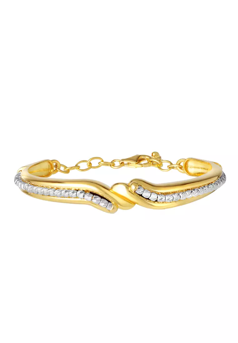 Buy TOMEI TOMEI Dual-Tone Bead Bangle, Yellow Gold 916 2024 Online ...
