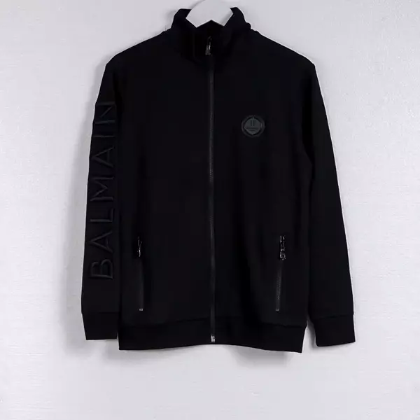Jual Balmain Jacket BALMAIN MULTI TEXT EMBROIDERY BLACK ZIP JACKET 100% ...