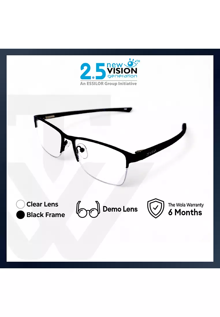 Buy 25 Nvg 25 Nvg By Essilor Oph Mens Rectangle Frame Black Metal Optical Frame With Demo