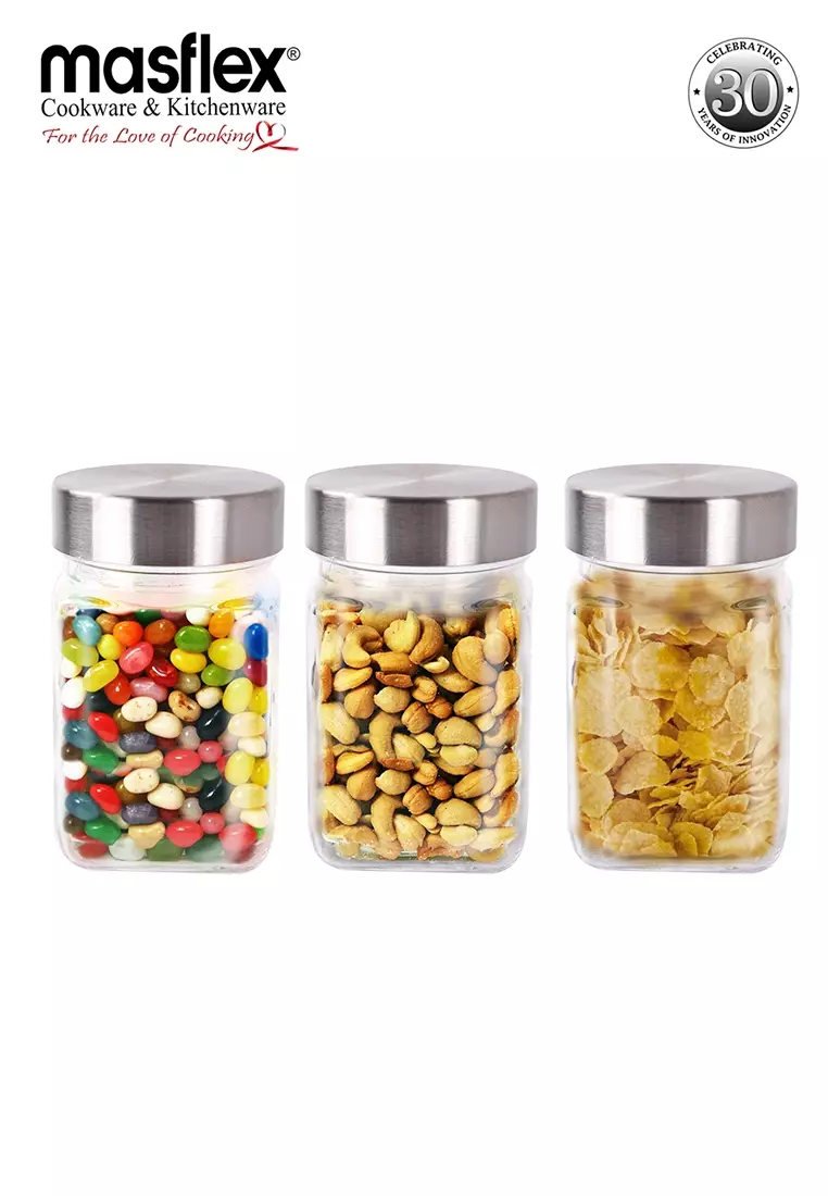 Buy Masflex Masflex 300ml 3 Piece Glass Jar with Metal Lid 2025 Online ...