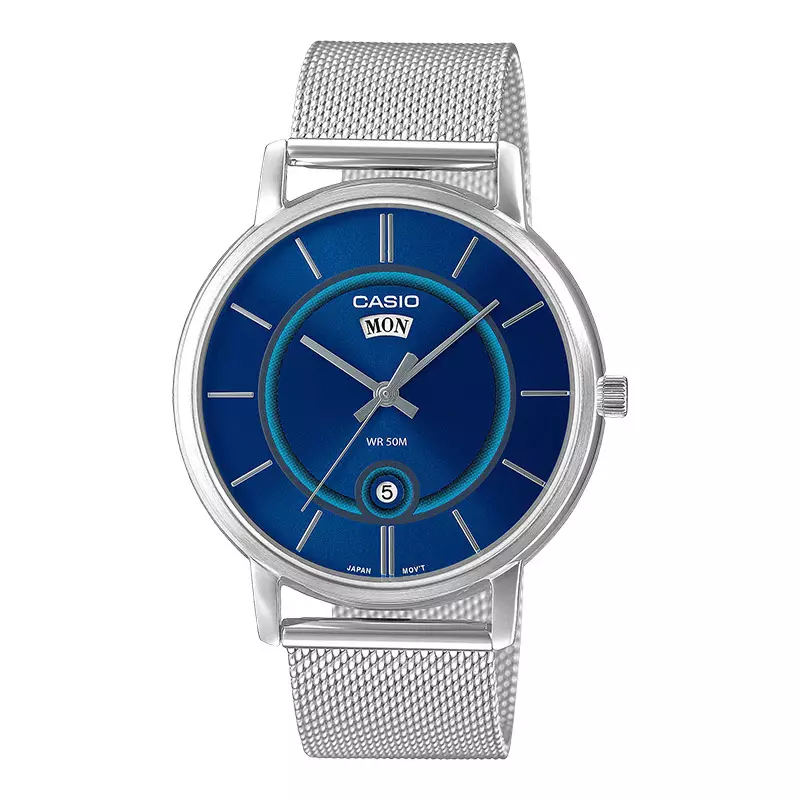Jual Casio Jam Tangan Pria Casio General MTP-B120M-2AVDF Blue Dial Mesh ...