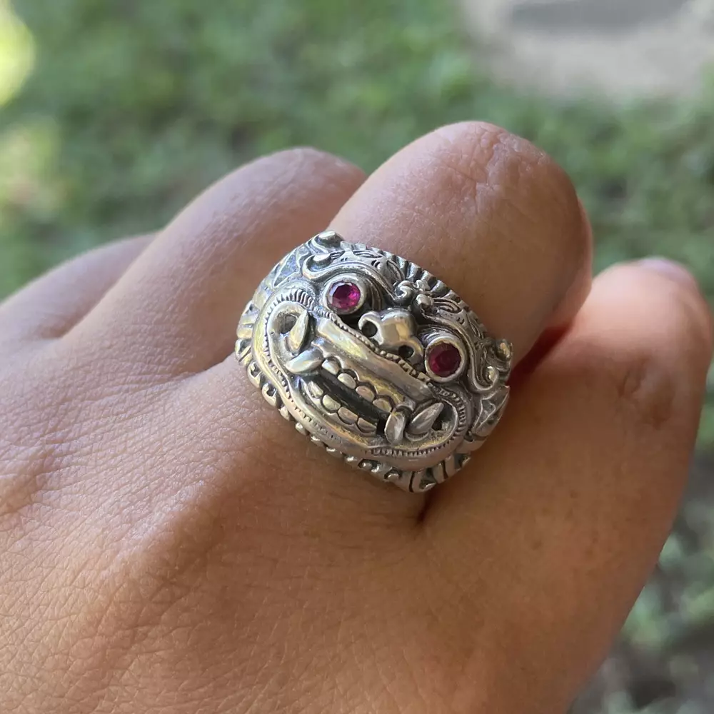 Jual Kusuma Silver Cincin Ring Perak silver Ukir Barong Rangda Lebar ...