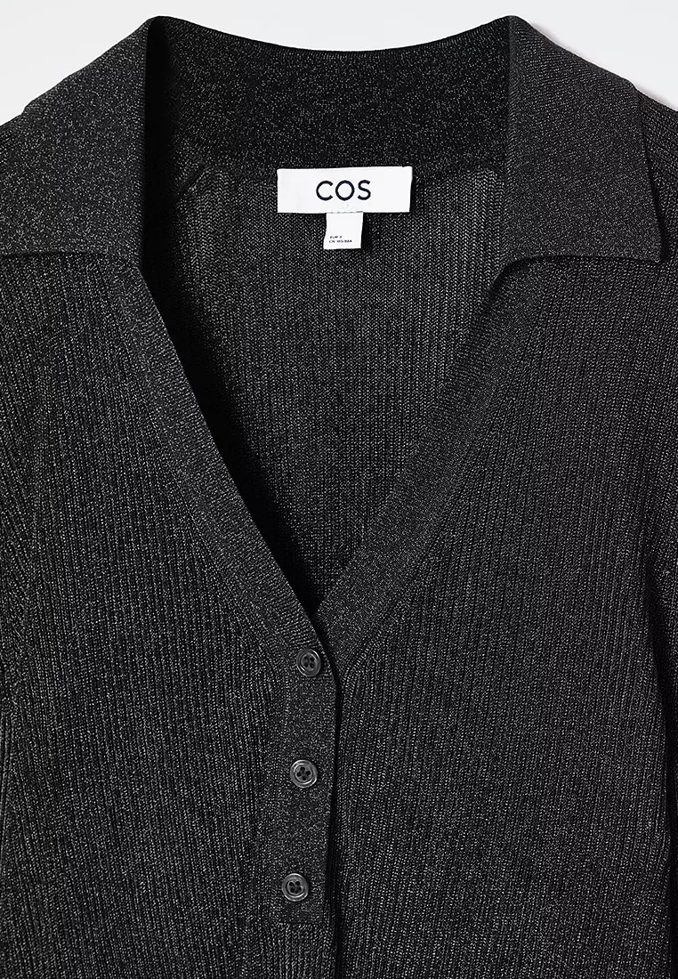 COS Sparkly Ribbed-Knit Polo Shirt 2025 | Buy COS Online | ZALORA Hong Kong