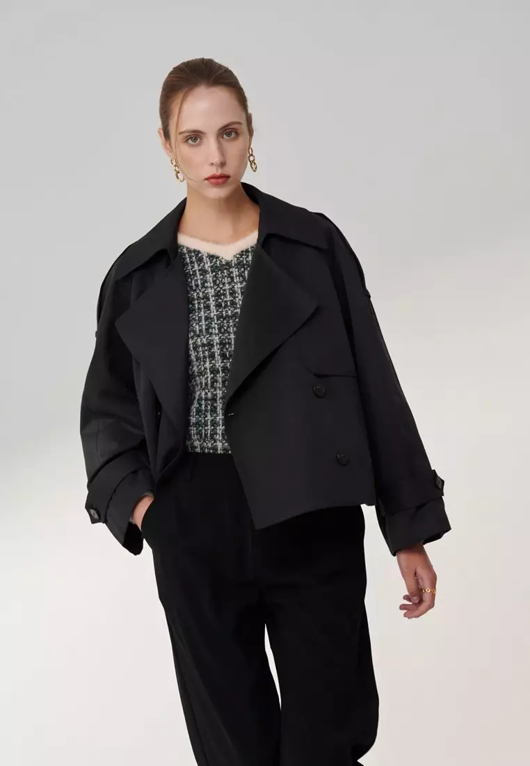 Buy SST&C Dark Blue Short Trench Coat Online | ZALORA Malaysia