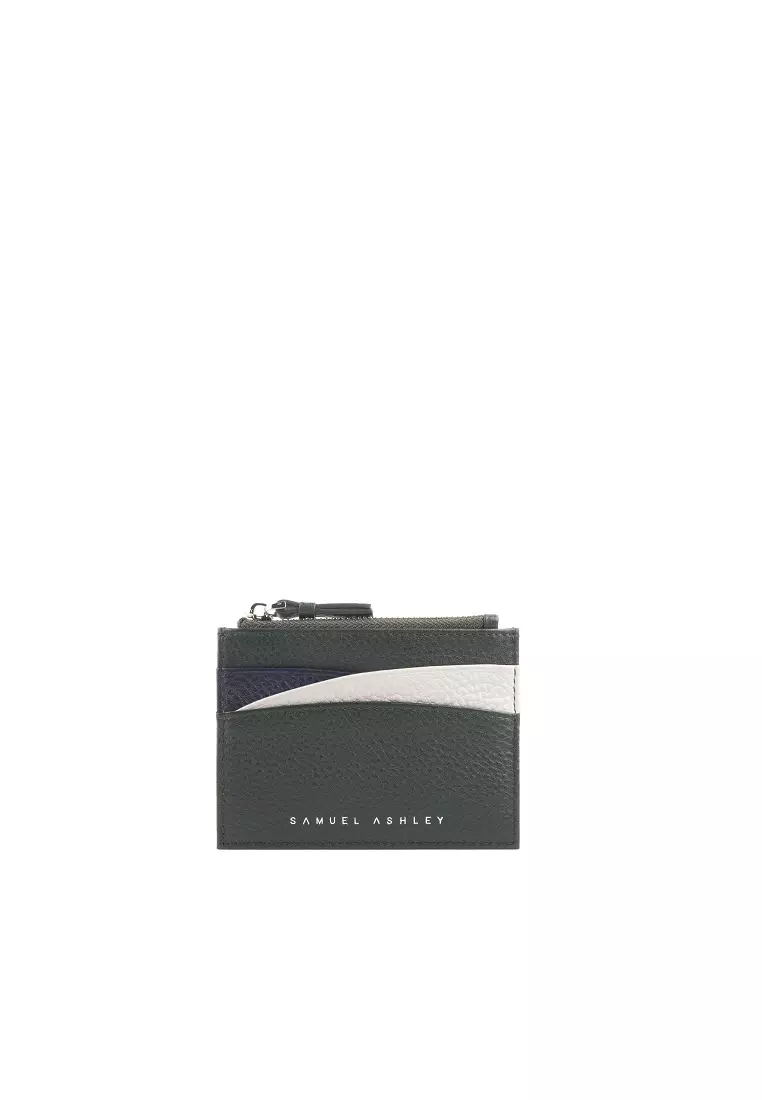 Samuel Ashley Amber Top Zip Leather Card Holder - Loden 2025 | Buy ...