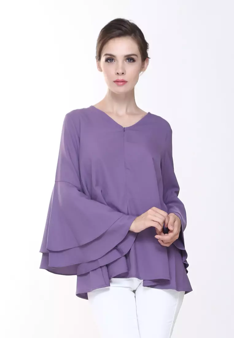 Buy Rina Nichie Basic Rena Top in Dusty Purple Online | ZALORA Malaysia