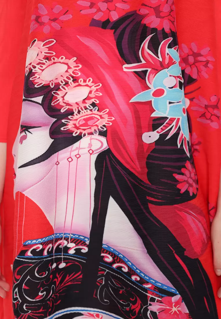 Jual Rupa Arupa Rupa Arupa - Red Xiu Pleats Tunic Dress with Giant ...