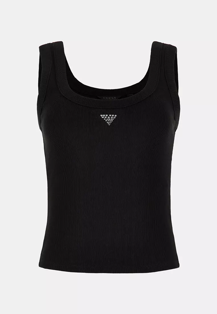 Buy Guess Eco Triangle Bling Ribbed Tank 2025 Online | ZALORA Philippines
