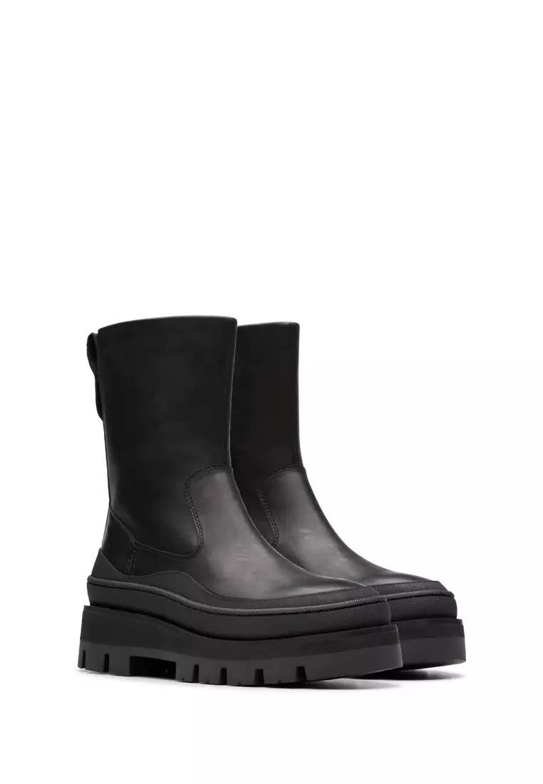 Clarks mid calf leather boots store
