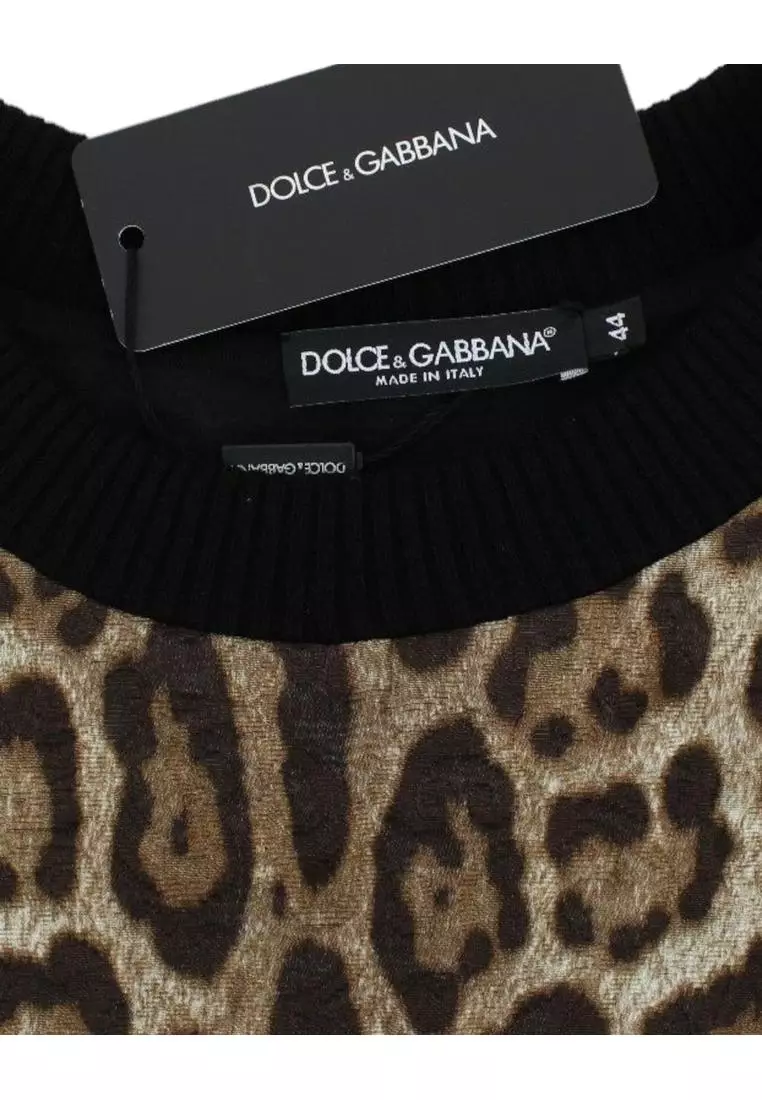 Buy Dolce & Gabbana Cropped Leopard Print Knit Sweater 2025 Online | ZALORA