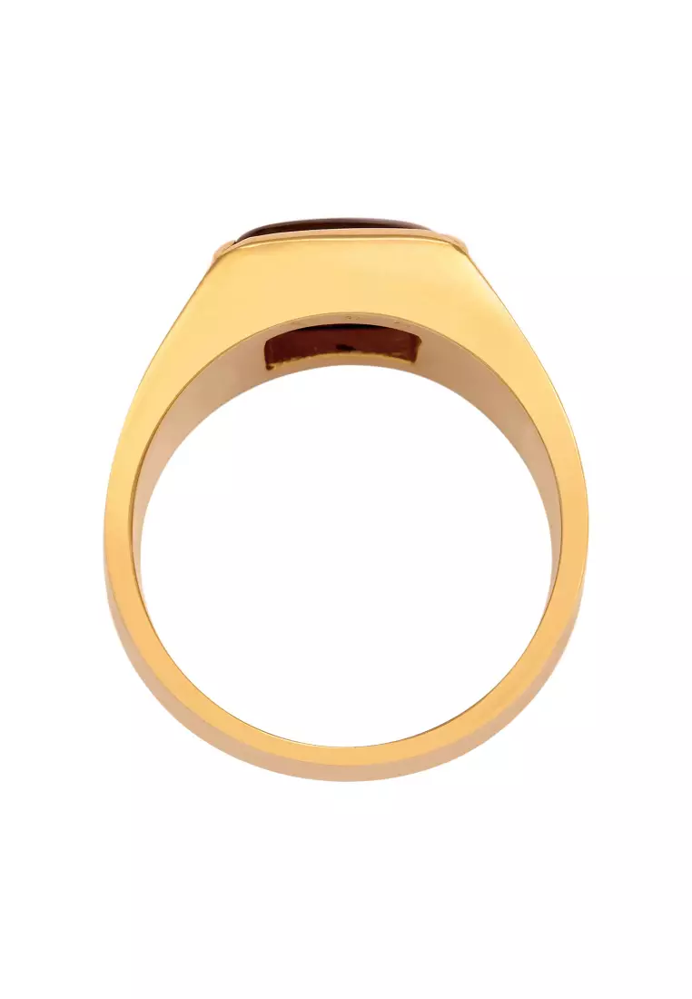 Buy Kuzzoi Ring Men Signet Tigers Eye Cabochon Brown Gold Plated 2026 ...